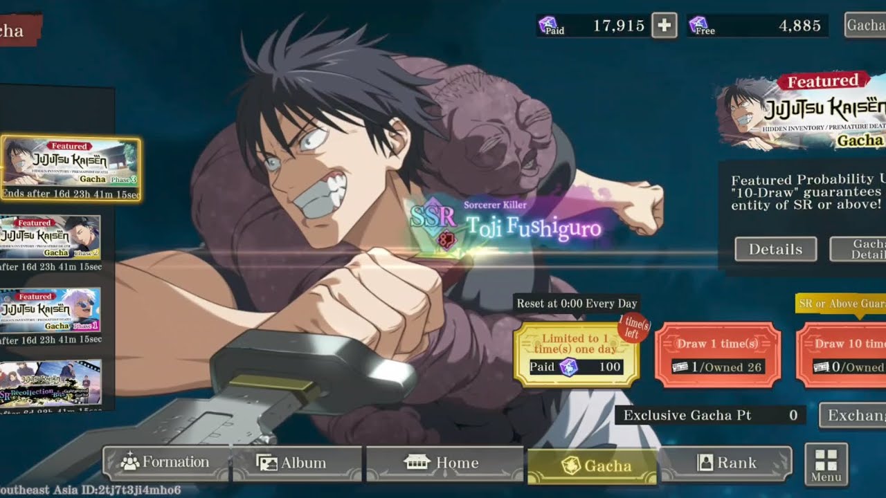 Toji Fushiguro - Jujutsu Kaisen Phantom Parade Global Hidden Inventory ...