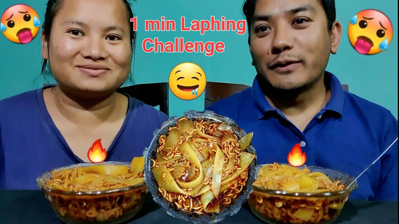 1 minute Spicy 🥵 Laphing Challenge || Boudhako Pyiro 🔥 meetho Laphing ...