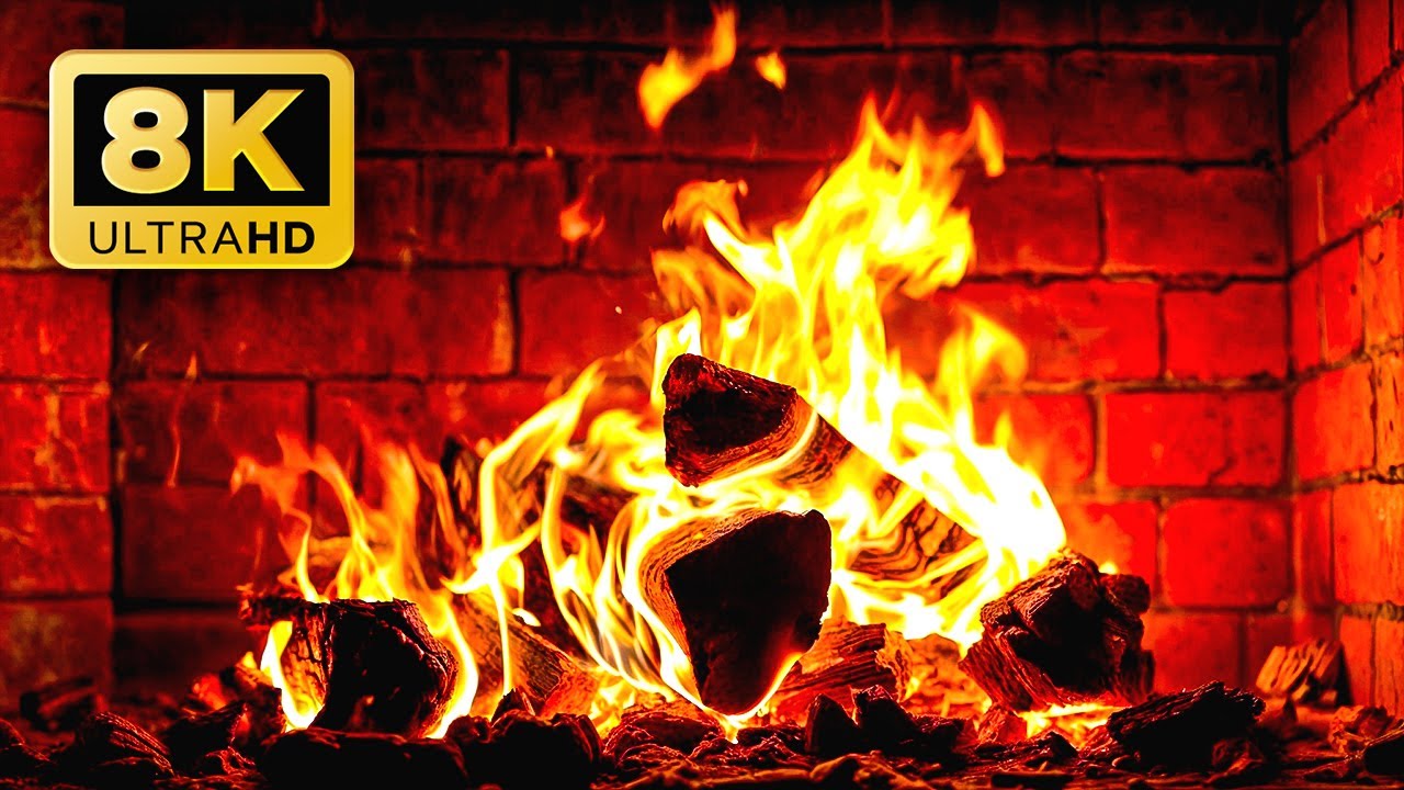 Cozy Fireplace 8K 🔥 Hypnotic Orange Flames & Fire Crackling Sounds ...