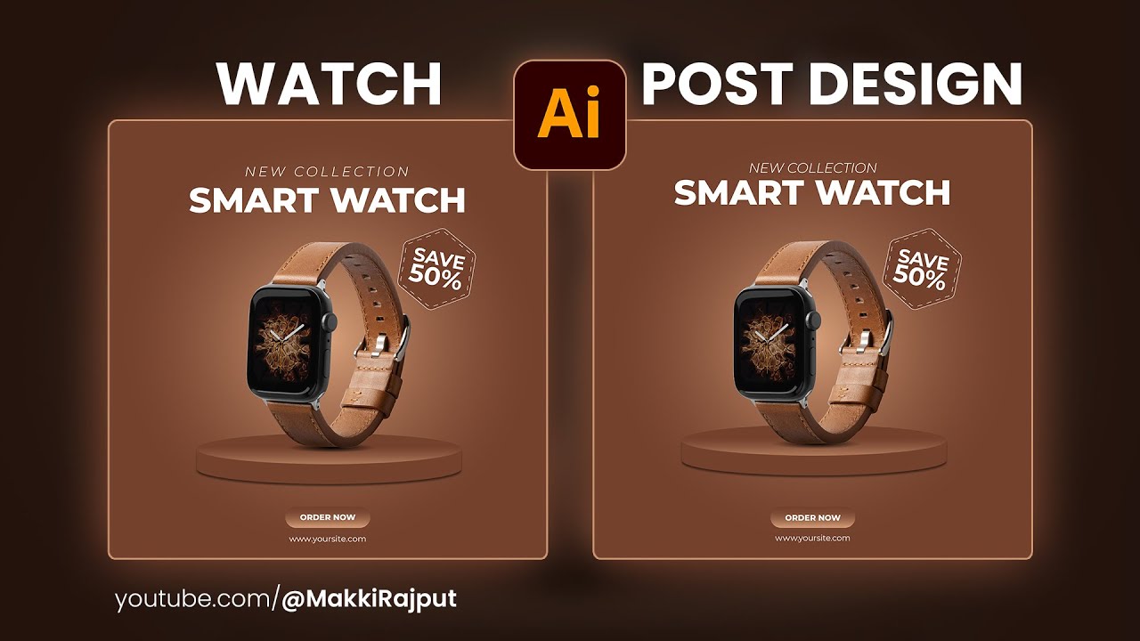 How to Make Minimalist Smartwatch Post Design in Adobe Illustrator CC ...