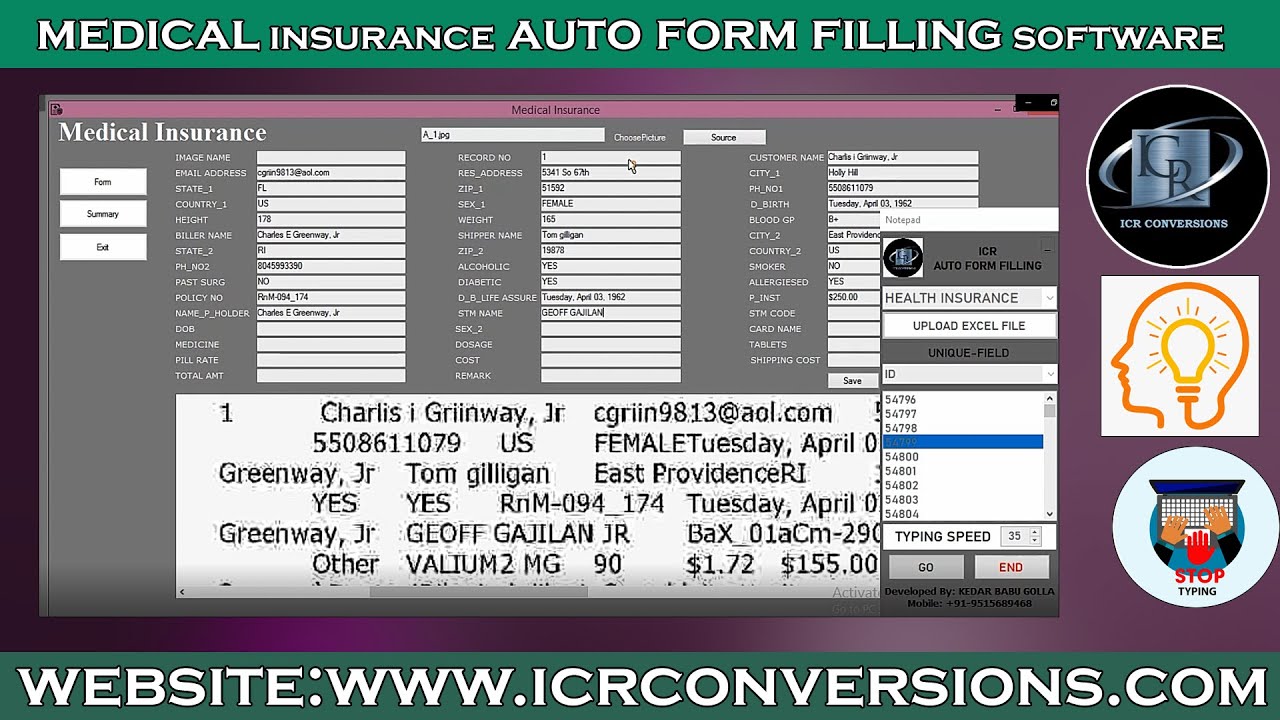 Medical Insurance Form Filling Auto Typer Software | Medical Insurance ...