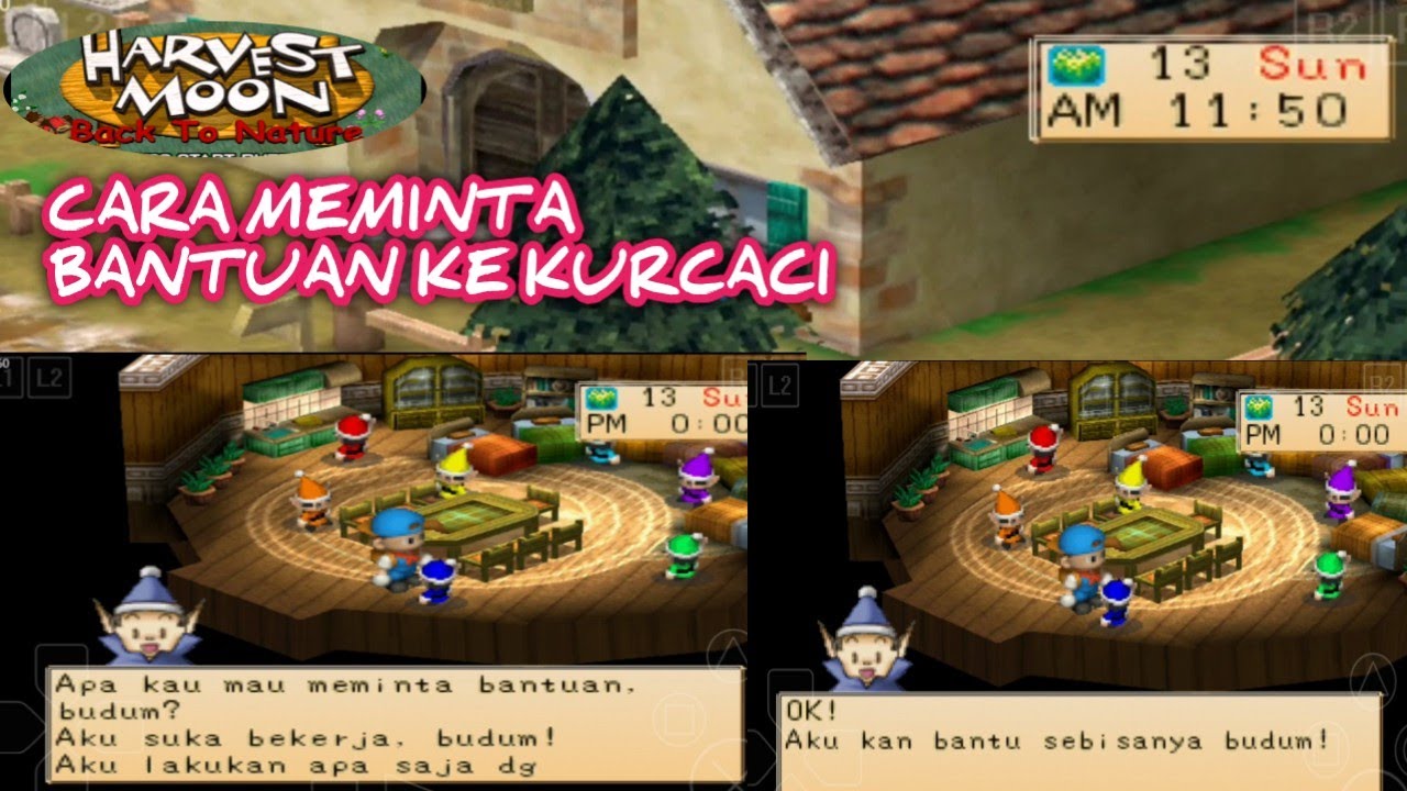 CARA MEMINTA BANTUAN KURCACI MENYIRAM TANAMAN & MERAWAT HEWAN DI HARVEST MOON BACK TO NATURE ...