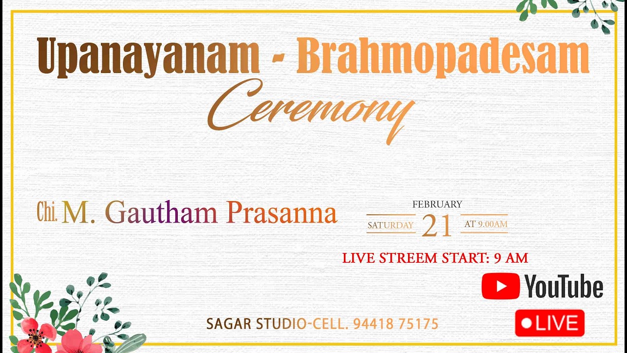 21-02-2026 Upanayanam & Brahmopadesam Ceremony - YouTube