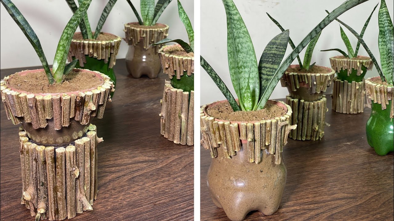 Creative DIY Design For Pots With Plastic Bottles | Upcycling Plastic ...