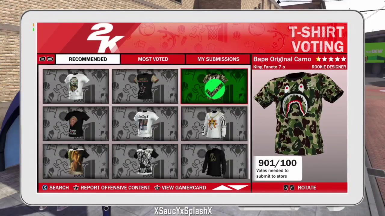 How To Get Custom T-Shirts on NBA 2K18 (Bape, Supreme, BBB, Gucci and ...