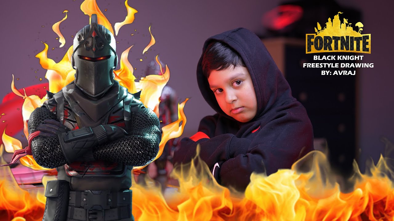 Super Kid Avraj Drawing Black Knight from Fortnite Game - YouTube