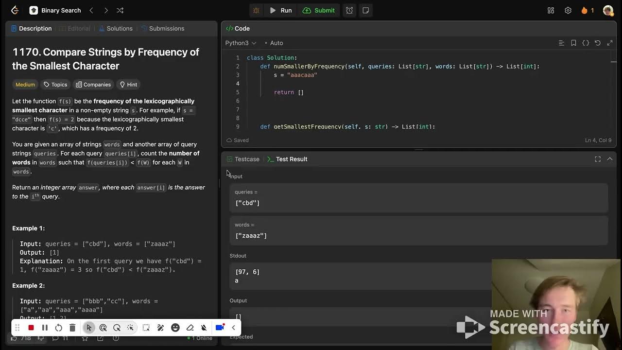 Leetcode 1170 brute force approach - YouTube