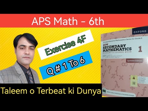 Exercise 4F Question 1 TO 6 II APS Maths 6th II New Secondary ...