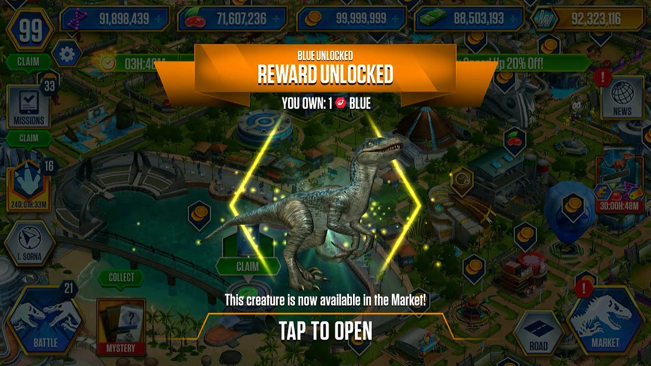 BLUE UNLOCK X3 LEVEL 40 RAPTOR SQUAD (JURASSIC WORLD) - YouTube