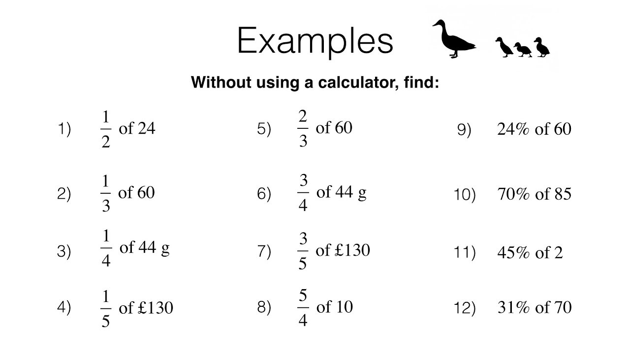 BossMaths N12a – Interpreting fractions and percentages as operators ...