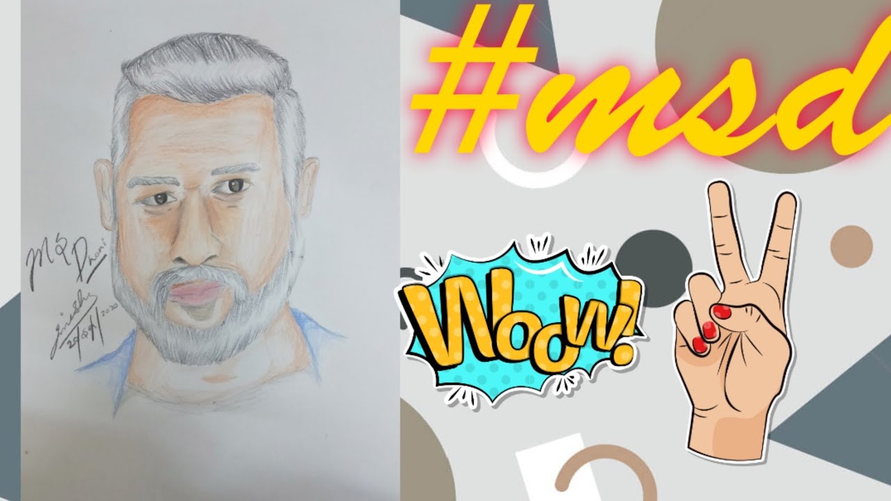 #MSD | ms dhoni pencil color sketch | portrait - YouTube