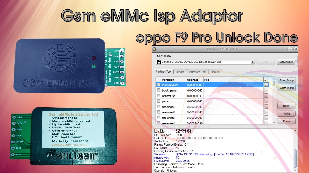 Gsm eMMc Isp adapter / Oppo F9 pro Unlock Done /No Need Resistance / No ...