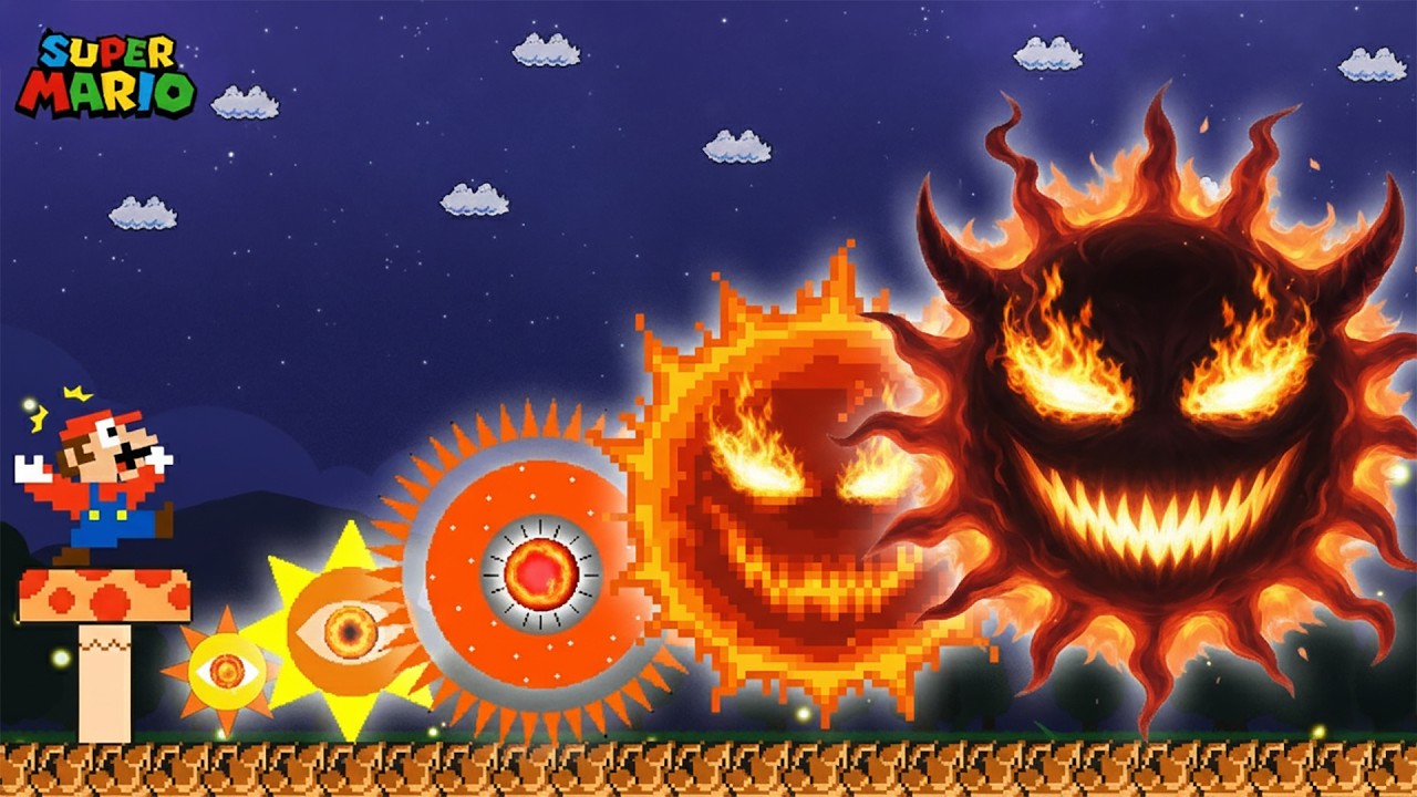 Mario vs Suika | Mario Escapes Mr.Sun’s Burning Trap - CRYING WON’T ...