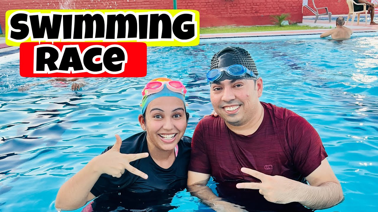 First Swimming race with wife - YouTube
