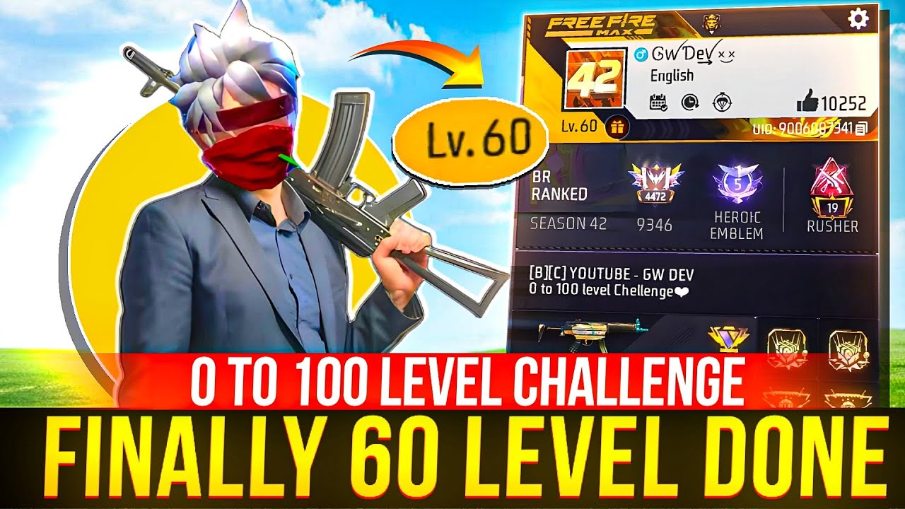 Finally 60 Level Done // 0 To 100 Level Challenge 🥵 In Garana Free Fire ...