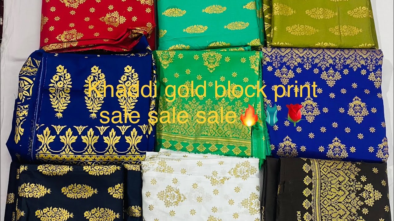 Khaddi 2pc gold block print with lawn duppata 🌹💯original brand avalible ...