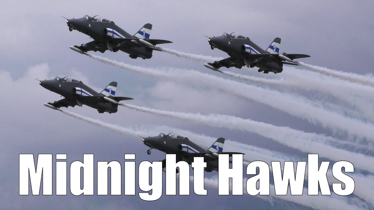 Four Aerobatic Jets Formation Takeoff - Midnight Hawks - Seinäjoki ...