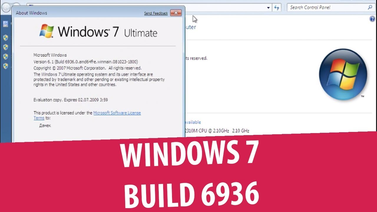 Windows 7 Ultimate x64 build 6936 - YouTube