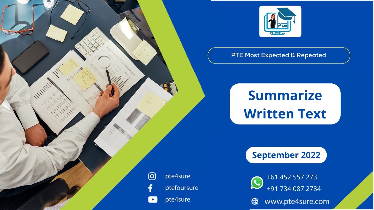 PTE Summarize Written Text| PTE SWT September 2022| PTE SWT Sept 2022 ...