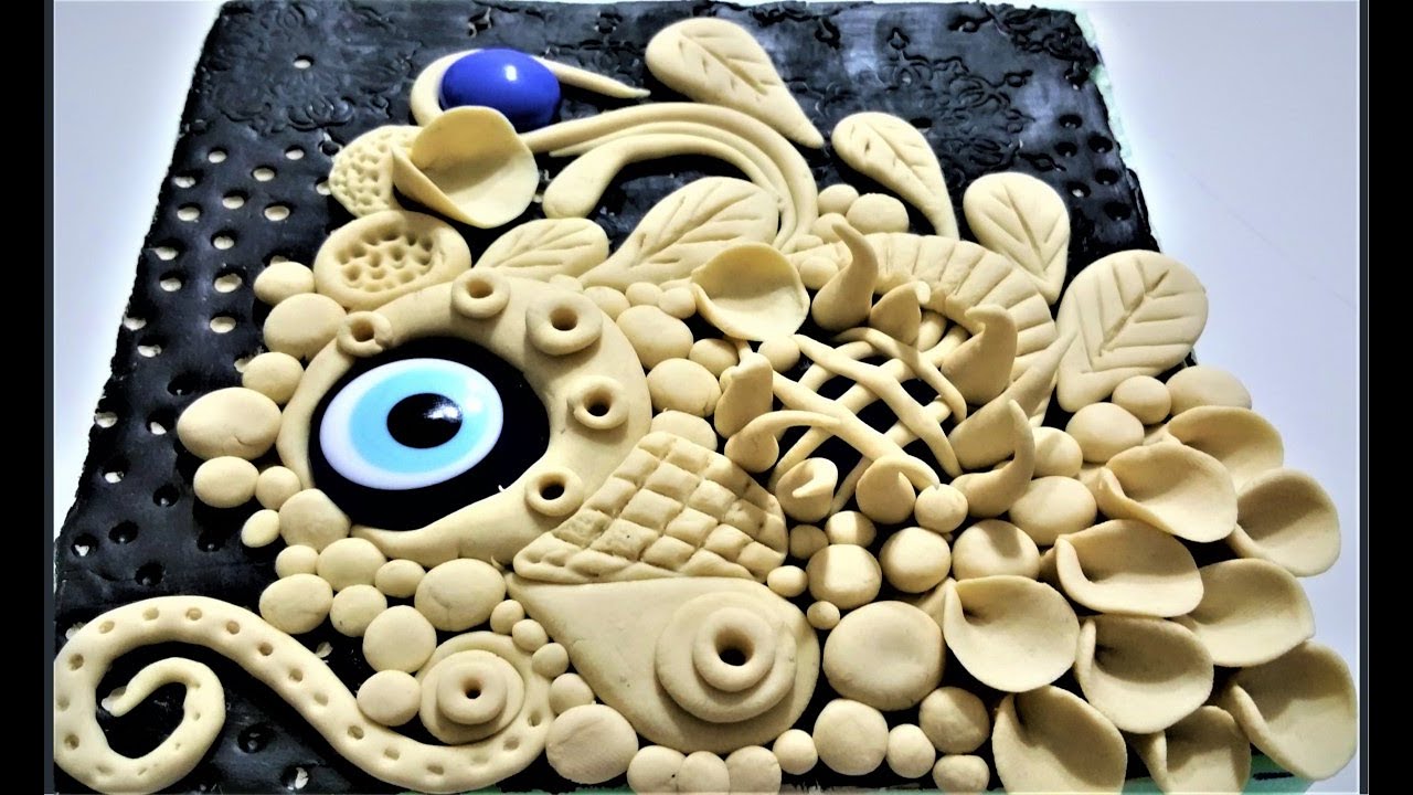 Kil hamuru ile ilginç bir nazarlık tablo yapımı/Sümeyra'nın tasarımları ...