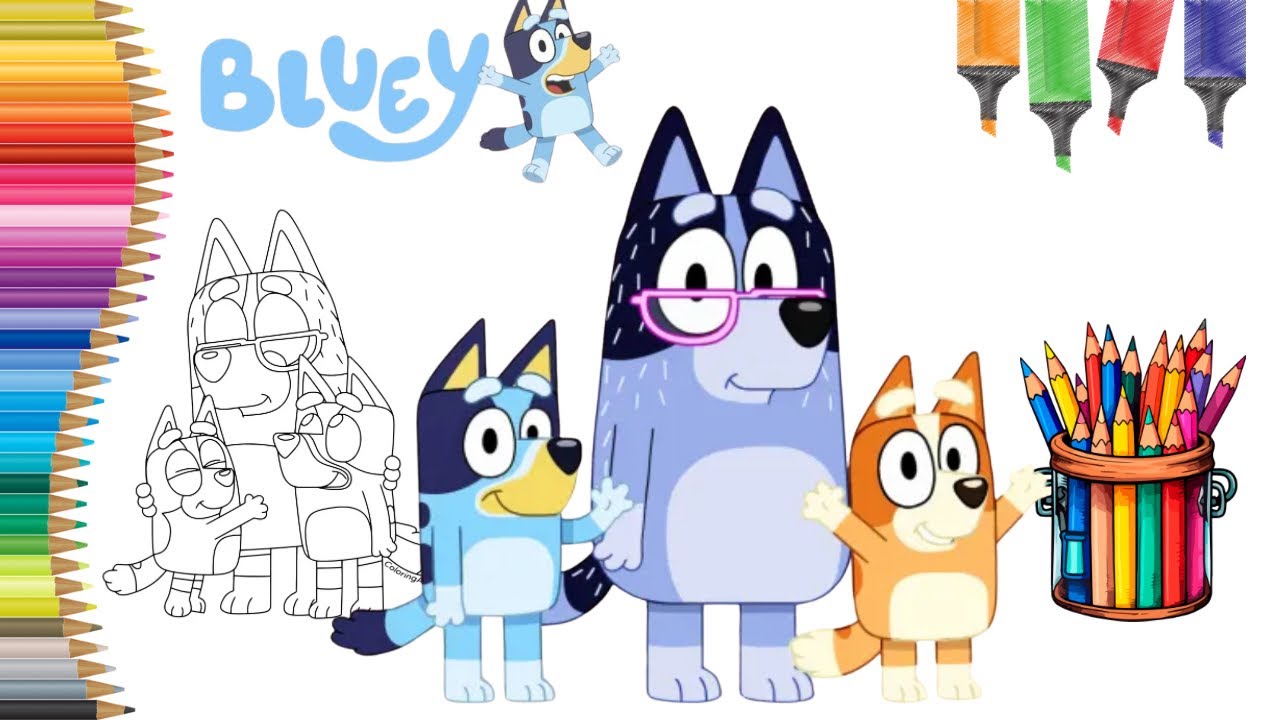 Coloring Bluey Bingo & Nana using Alcohol Markers Coloring Pencils ...