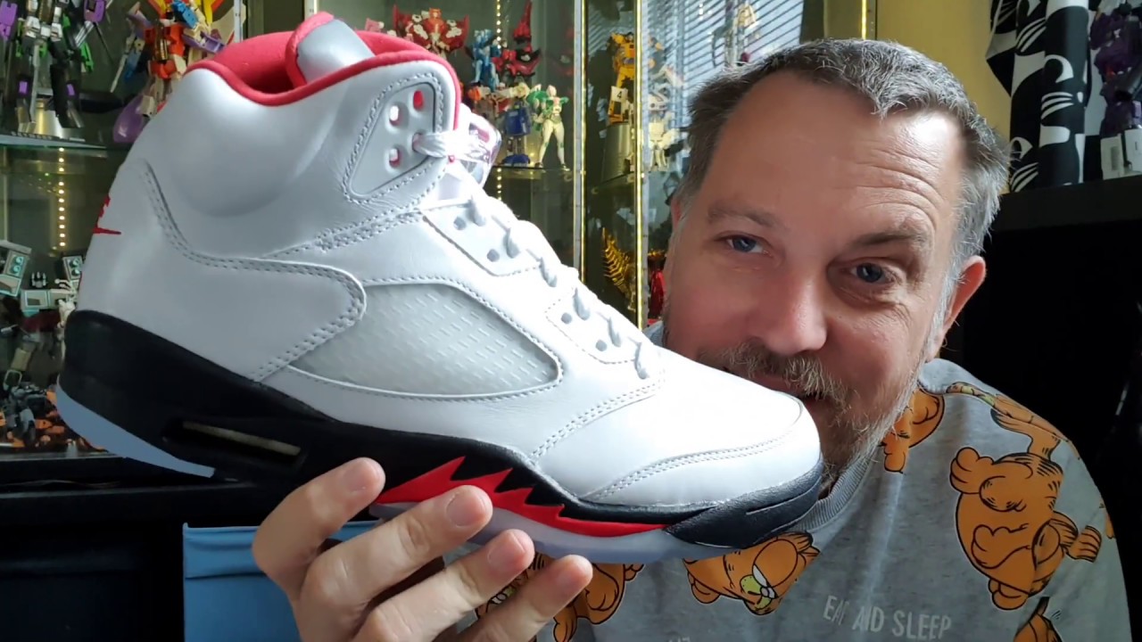 Fire Red Air Jordan 5s. Waited 30 years for these! - YouTube
