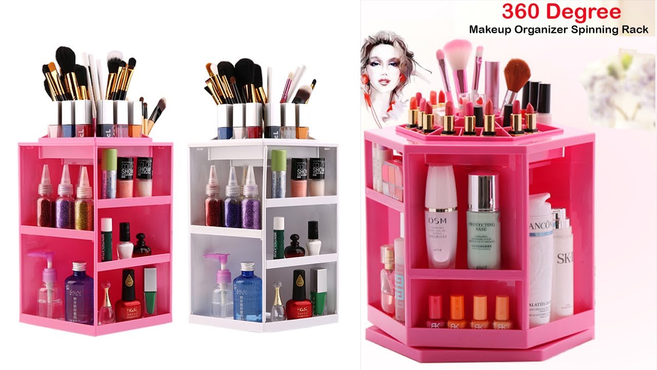 Cosmetic Makeup Organizer Spinning Rack Storage Box 360 Degree Rotating ...