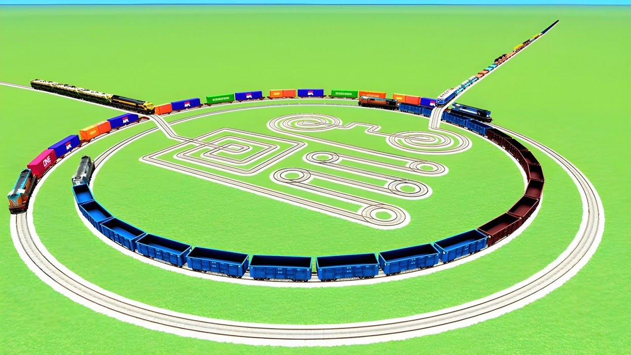 💖 TWO TRAIN RUNNING SAME AROUND TRACKS🐍 CIRCLES 360°DEGREE ROUND SNAKE ...