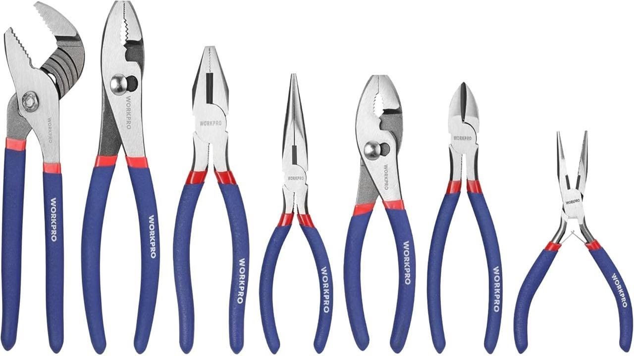 7 piece workpro pliers set with groove joint long nose slip joint ...