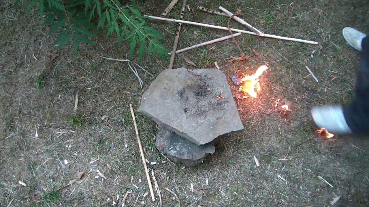 Single thumb loop - crude bark cordage - 99% primitive hand drill ...