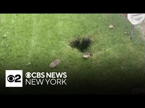 Long Island woman plunges into backyard hole