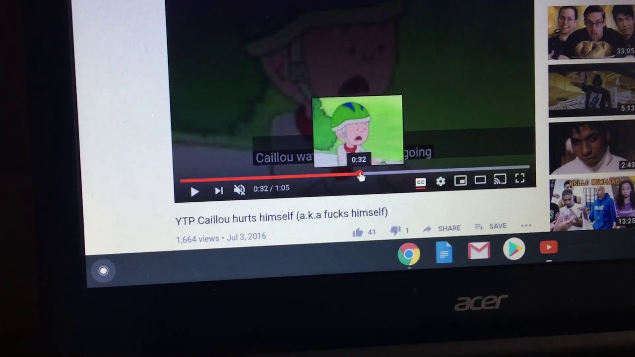 Caillou falls into the water balloon - YouTube