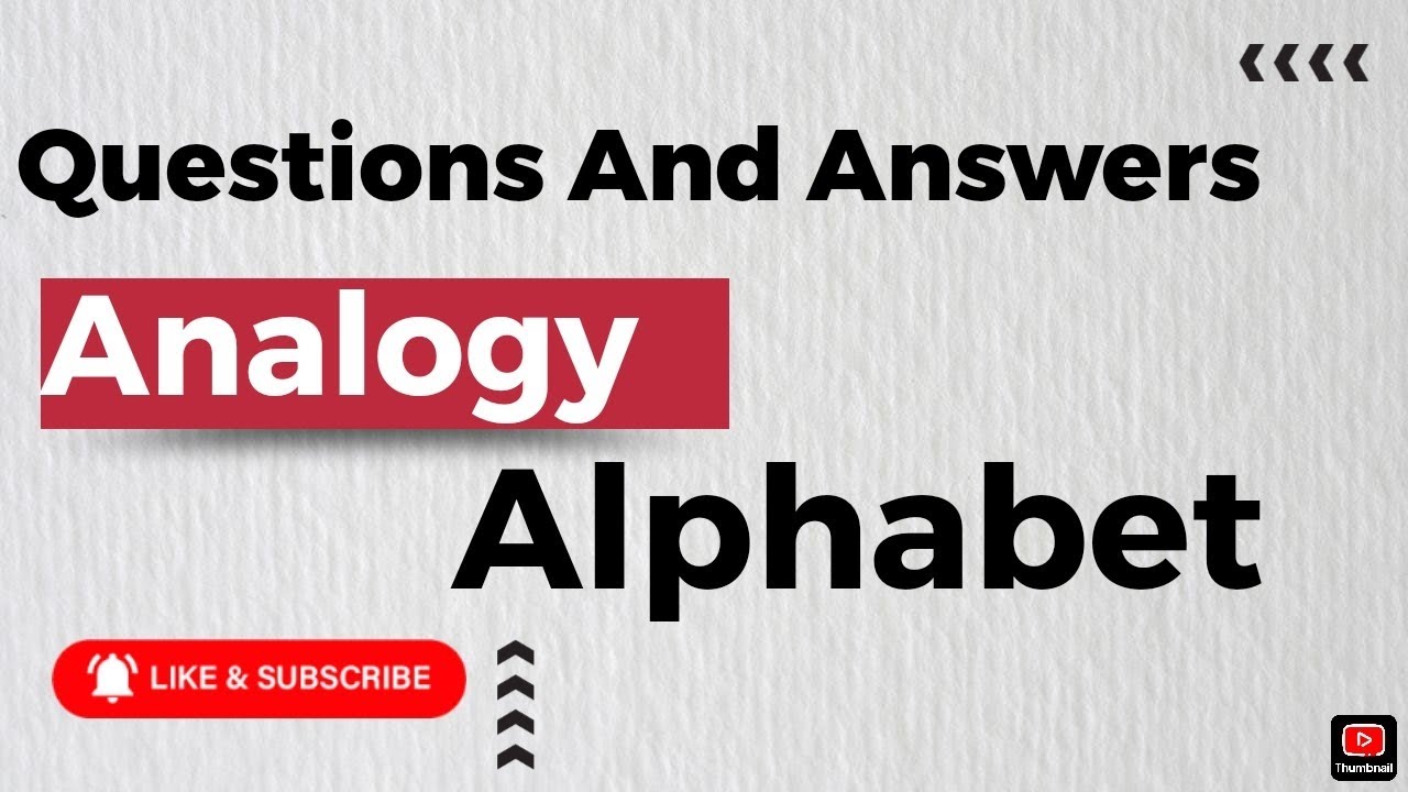 Analogy | Alphabet Analogy | short trick analogy | Analogy class ...
