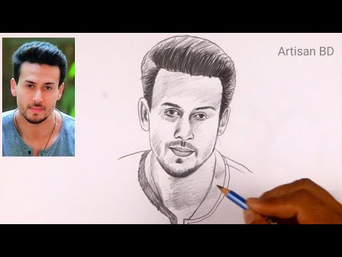 Realistic Pencil Sketch Tiger Shroff face Easy Portrait || Tiger Shroff ...