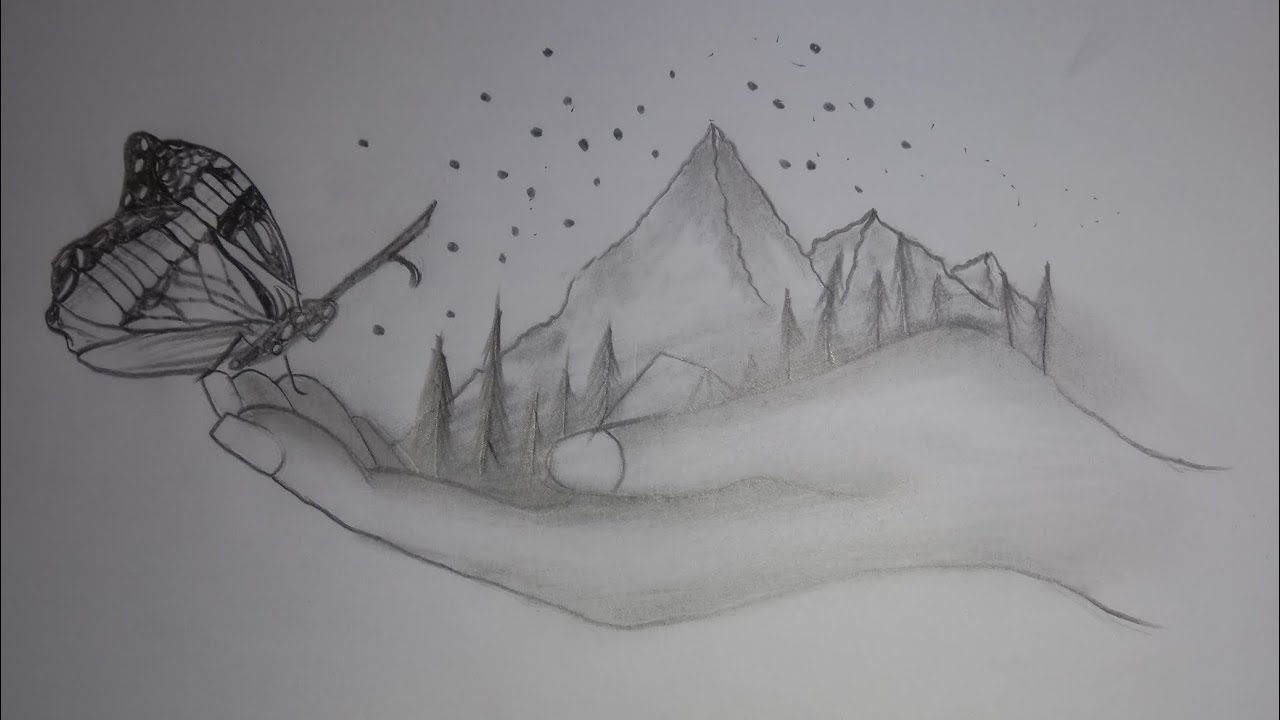 How to draw Mountain Landscape s in hand step by step. Very uncommon ...