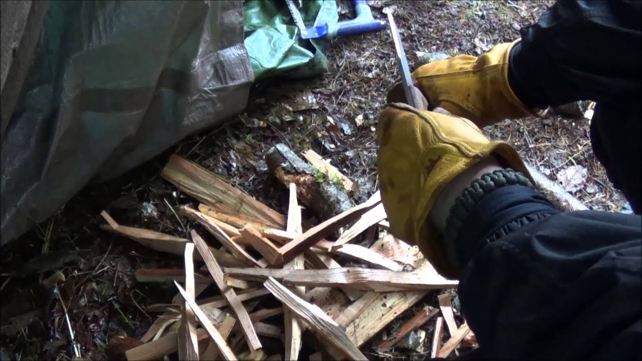 Squirrel Camp in the Rain pt 1 Tarp Shelter - YouTube