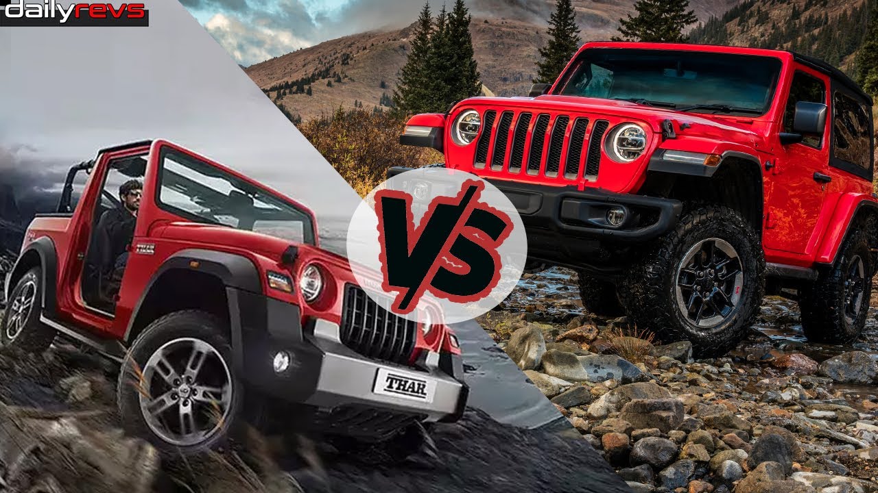 Jeep Wrangler v/s Mahindra Thar | Dynamic Footage | Design Comparison ...