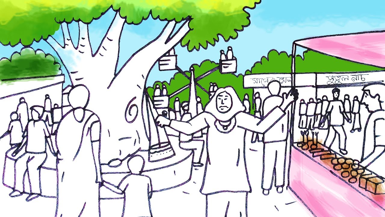 How to draw village fair scenery drawing (Long version). - YouTube
