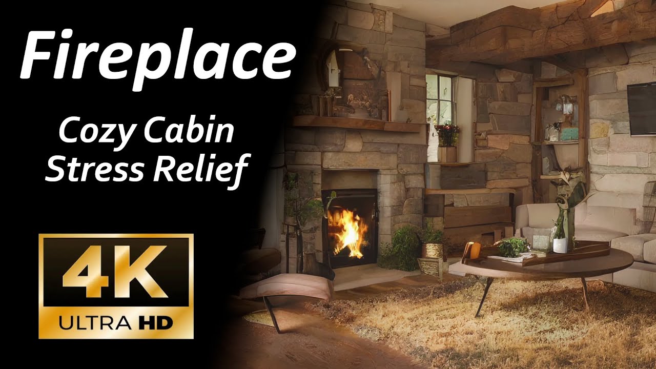 🔥 Cozy Cabin with Fireplace | 4k Room with Fireplace Crackle Sounds ...