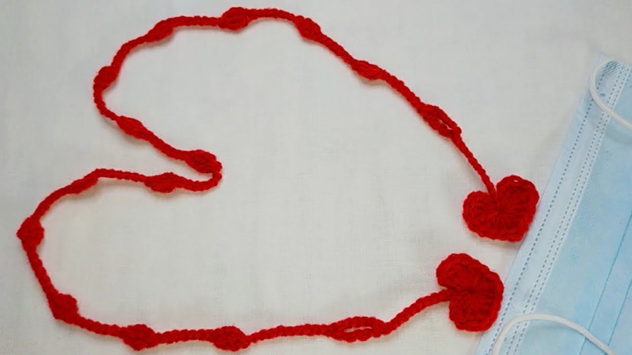 How to Crochet Mask Strap pattern/Heart Mask Strap/Valentine Day/Plan ...