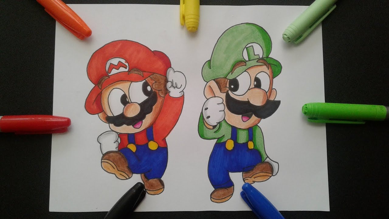 Dibujando a Mario y Luigi "chibi" - YouTube
