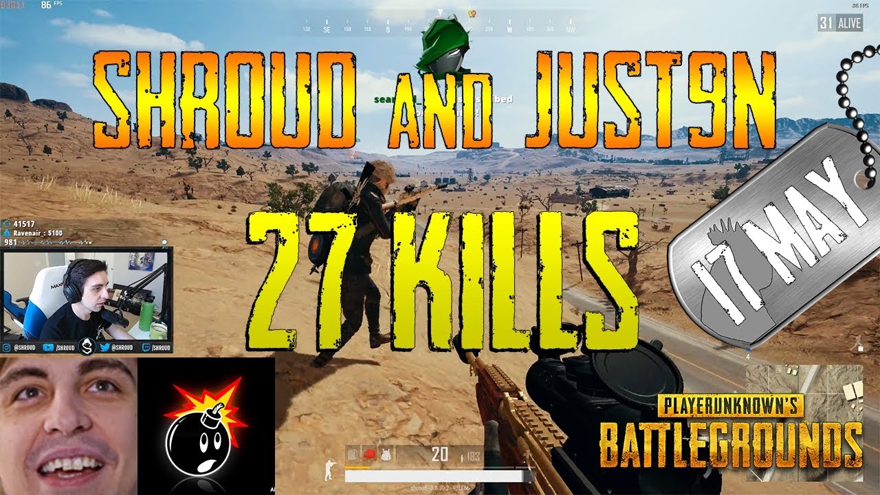 Shroud and Just9n | 27 Kills | PUBG - YouTube