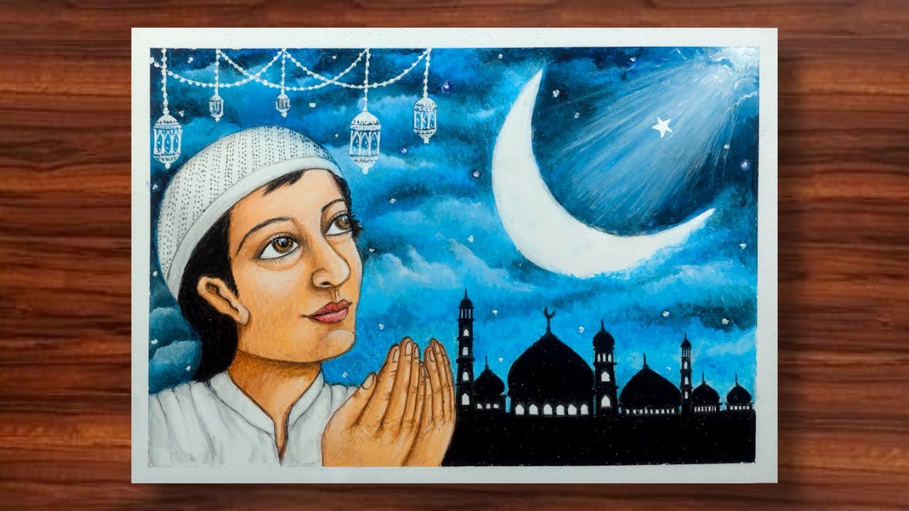 Eid Ul Fitr Drawing | Easy Eid Festival Drawing | Eid Mubarak Drawing ...