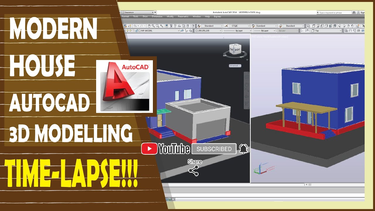 MODERN HOUSE AUTOCAD 3D MODELLING TIME-LAPSE - YouTube