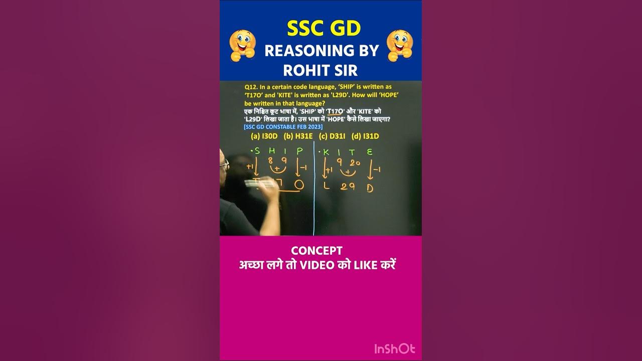 🔥CODING DECODING | REASONING BY ROHIT SIR | #shorts #ssc #reasoning #radianmensa #sscgd2024 ...
