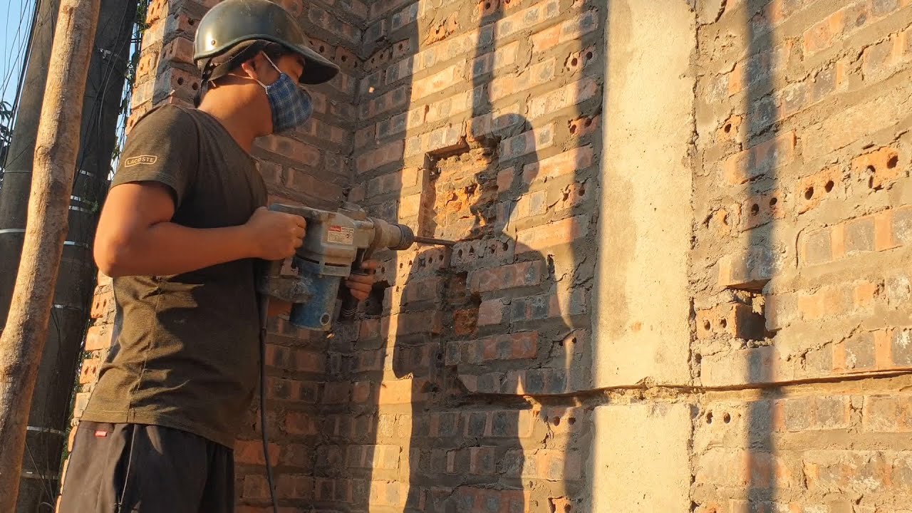 HOW TO Cut A Brick Wall - DIY Electrical Line In A Construction House ...