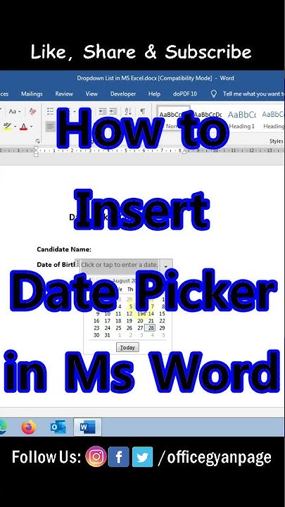 How to Insert Date Picker in MS Word | Drop Down List for Date | MS Word in Hindi #Shorts - YouTube