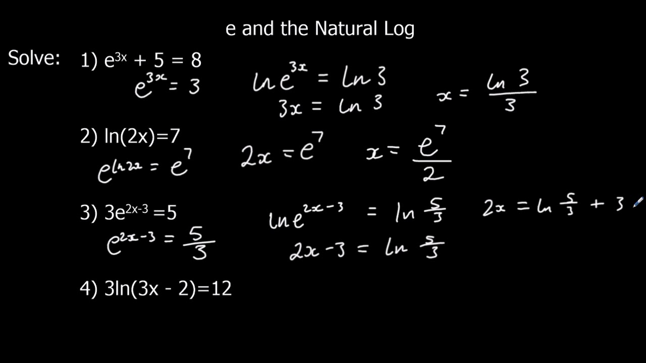The Exponential Function E And The Natural Log Ln YouTube