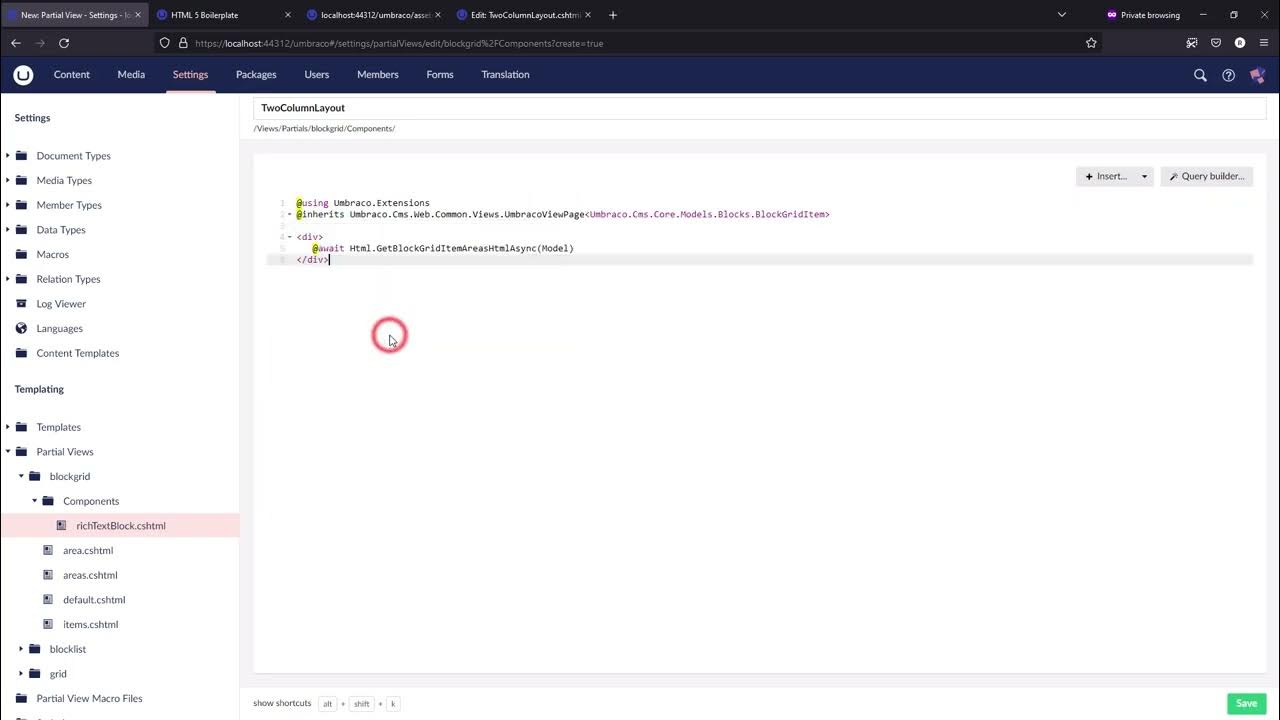 07 Adding Partial Views For Blocks Umbraco Deep Dive Block Grid Editor Part 1 Youtube
