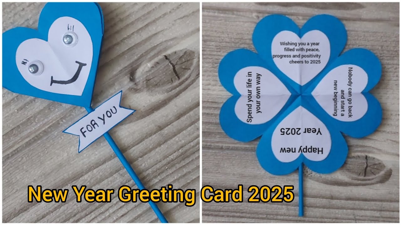 DIY Cute New Year Greeting Card 2025 || using A4 sheets Crafting - YouTube